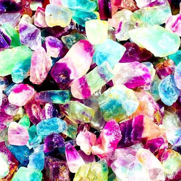Accents | 4 Oz Uv Active Rainbow Fluorite Raw Rough Natural Mineral ...
